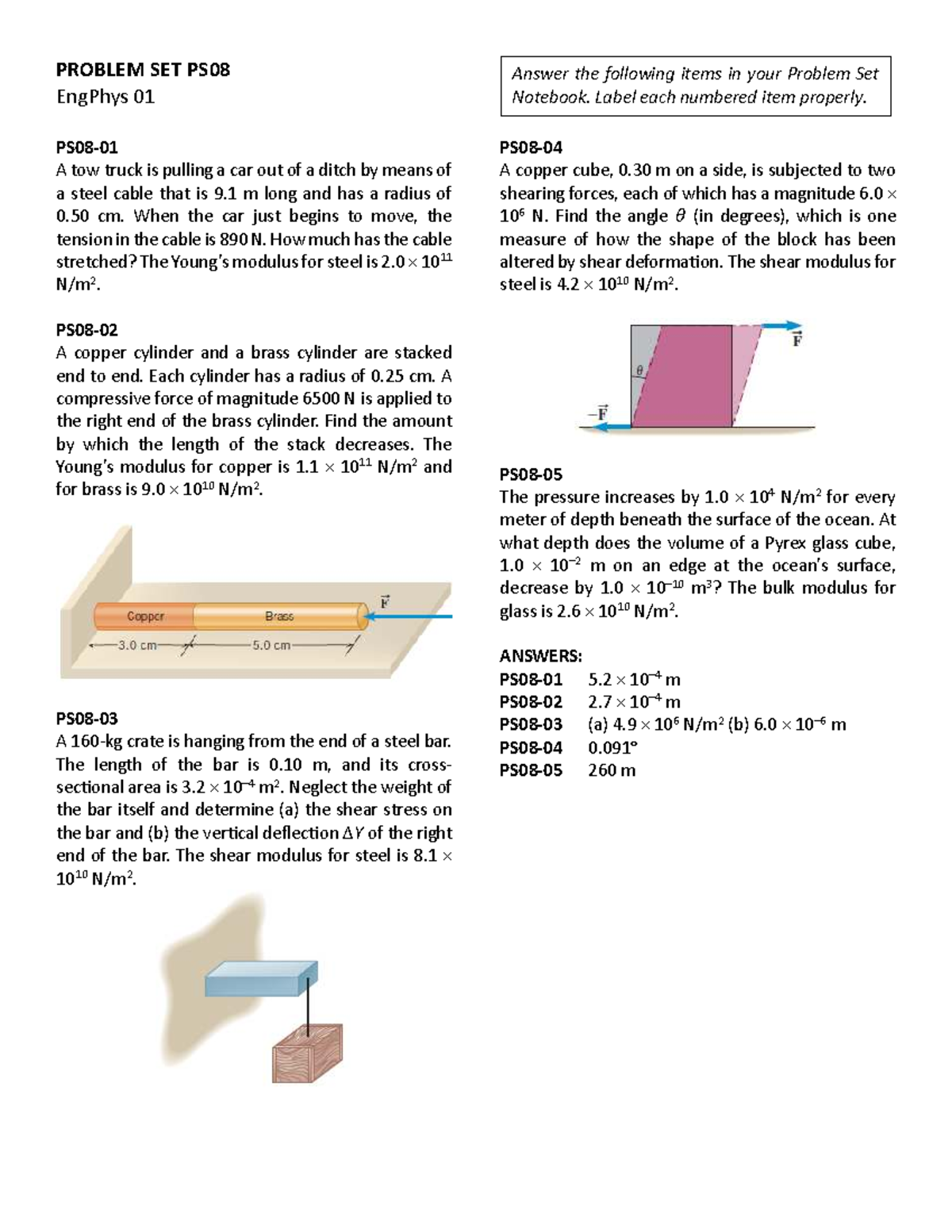 Problem Set PS08: EngPhys 01 Solutions and Explanations - Studocu