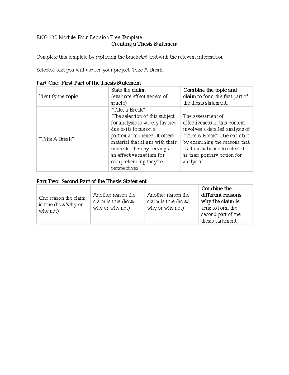 ENG 130 Module Four Decision Tree Template - ENG 130 Module Four ...