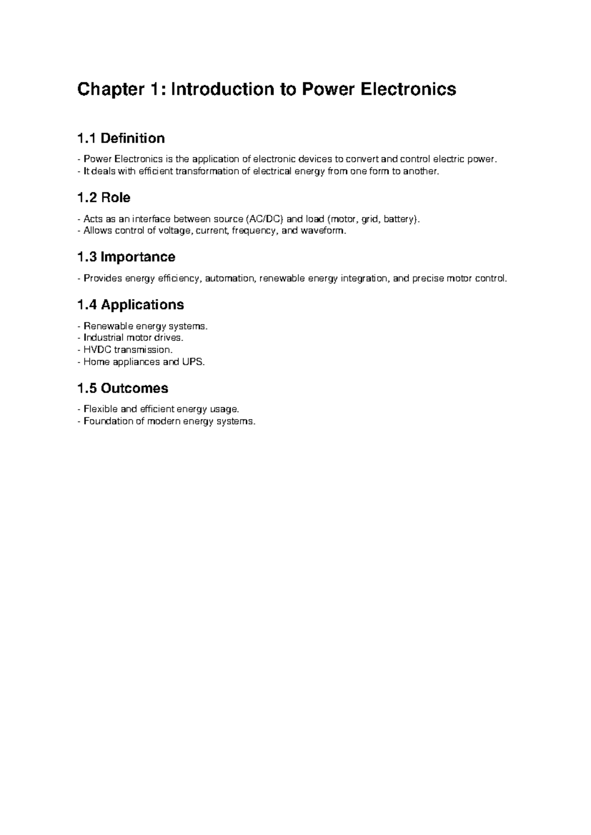 Power Electronics (EE101) Ch1-7 Comprehensive Overview - Studocu