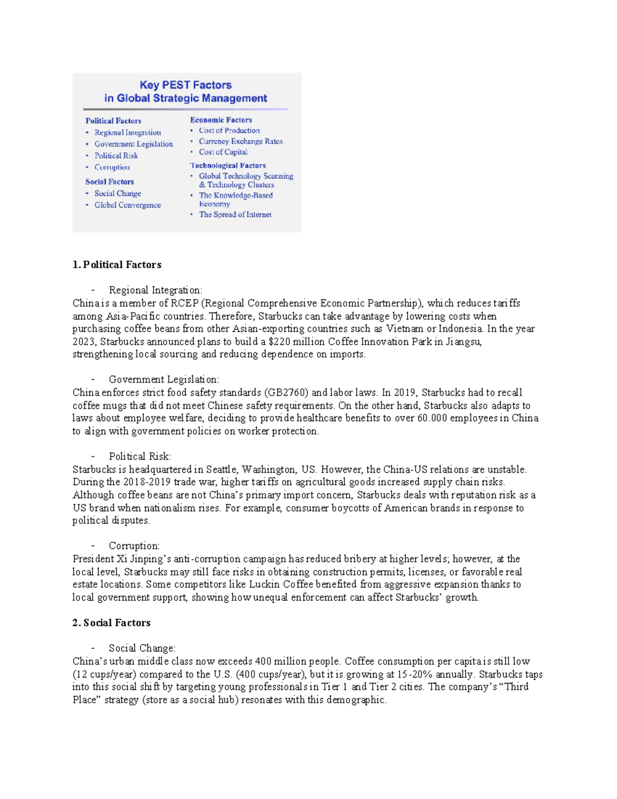 Starbucks PEST Analysis: Political & Social Factors in China - Studocu