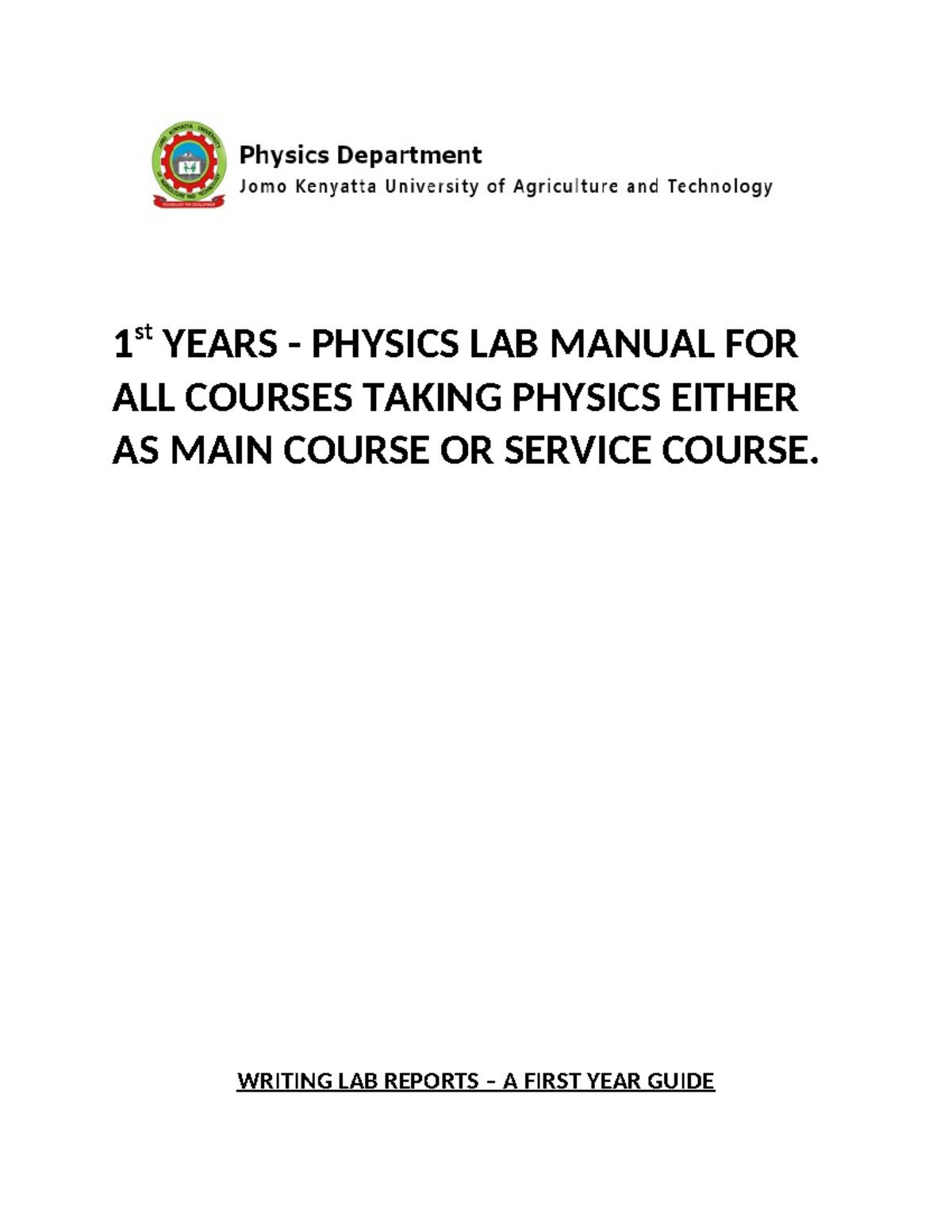 1st YEAR PHYSICS LAB MANUAL A1: Precision Measurement & Report ...