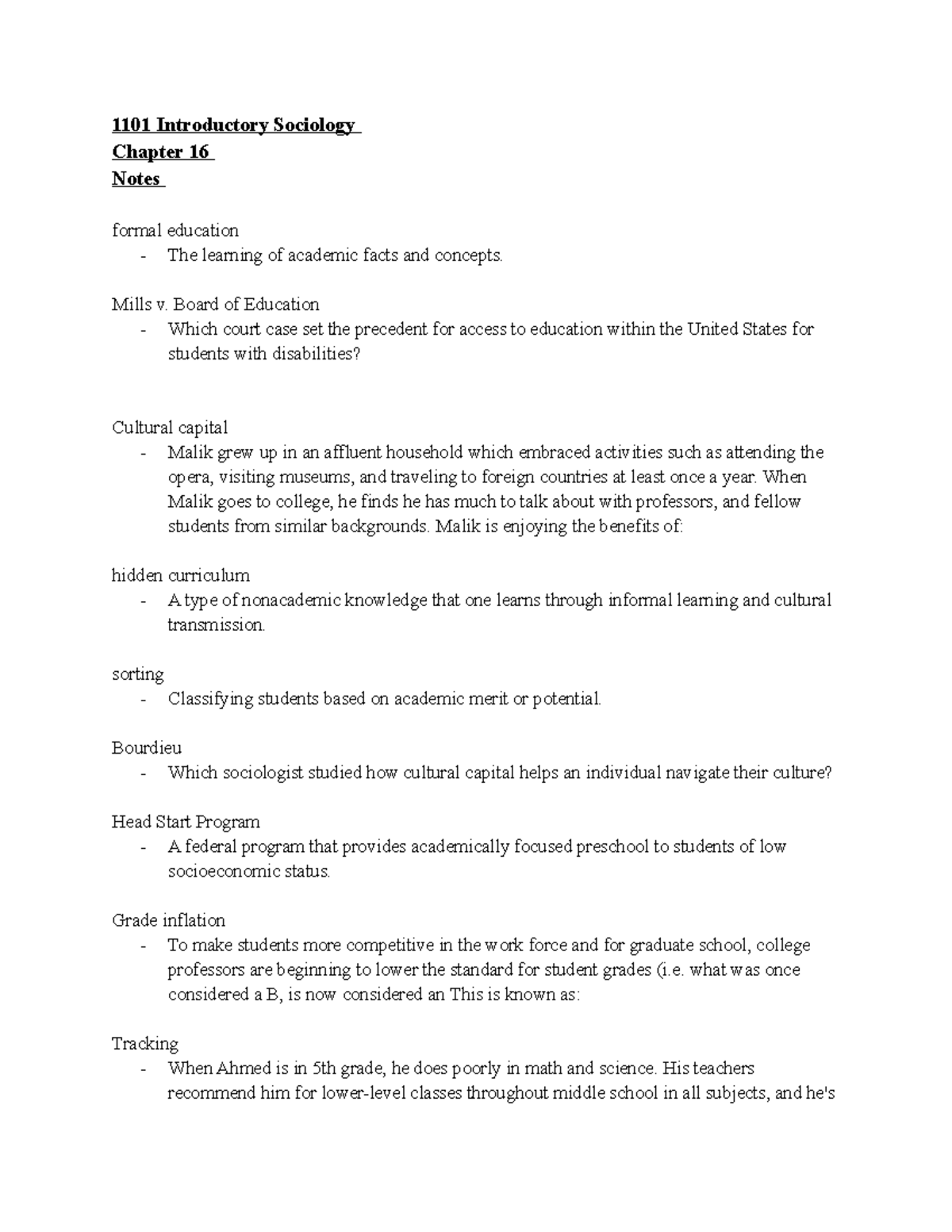 Intro Sociology - Chapter 16: Key Concepts and Notes - Studocu