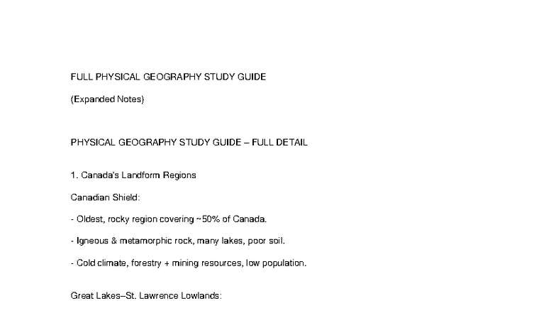 PHYSICAL GEOGRAPHY STUDY GUIDE (Expanded Notes) - Studocu