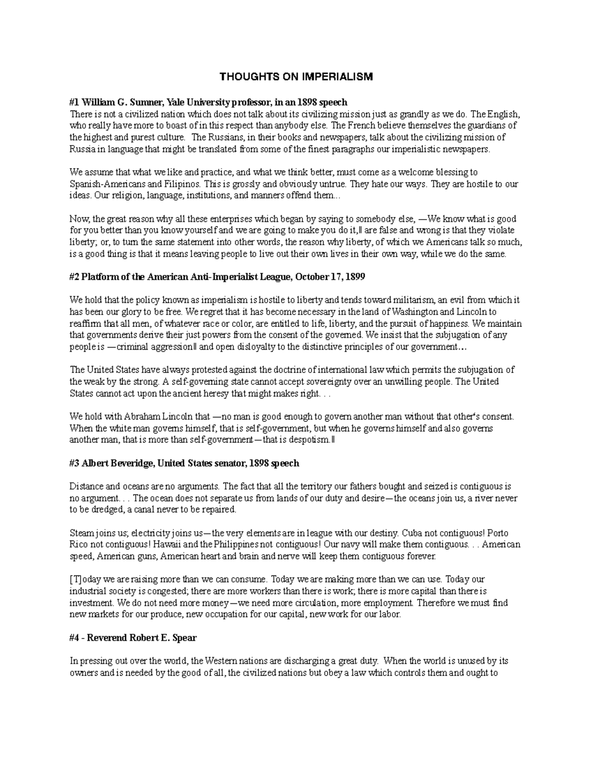 Primary Sources: Debates on Imperialism and Its Impacts - Studocu