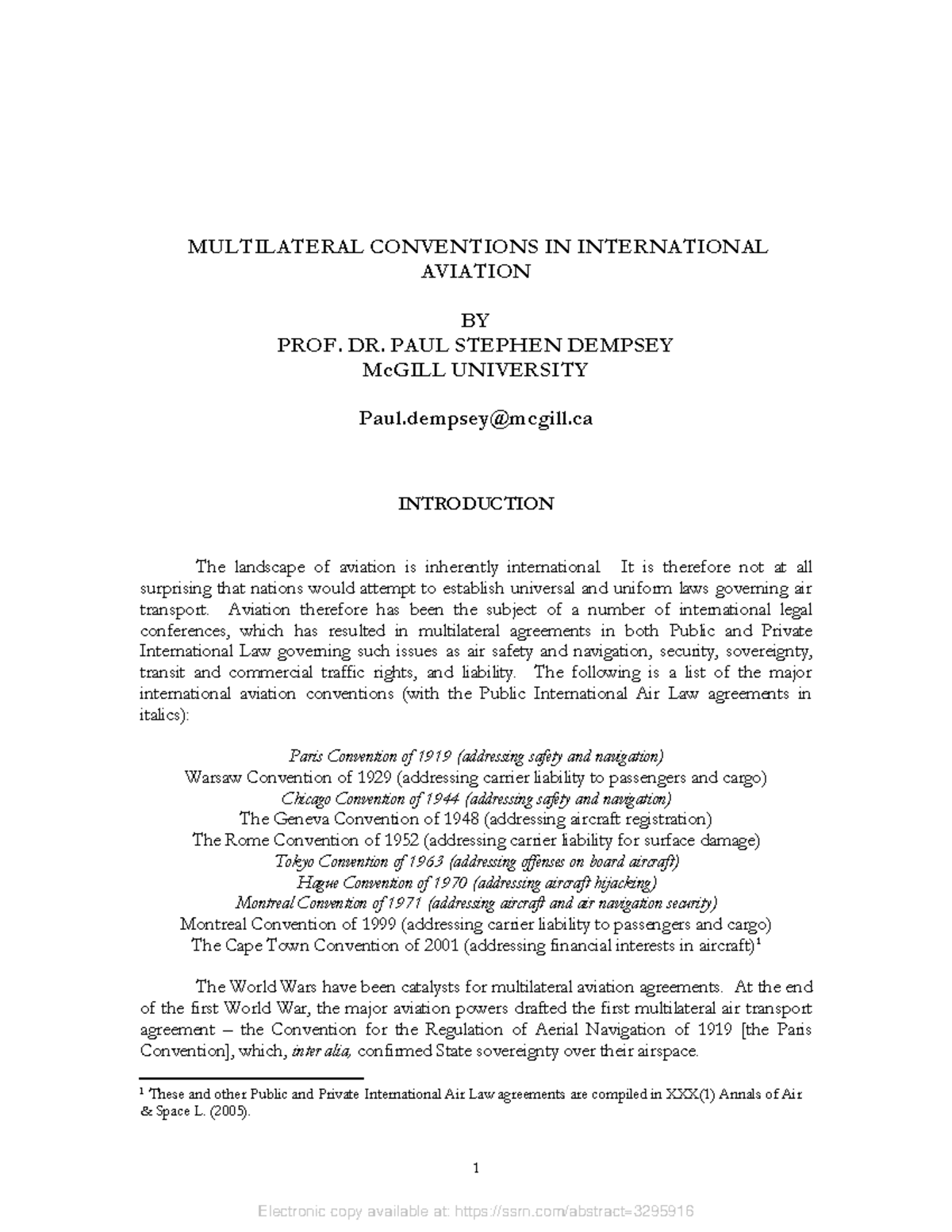 Multilateral Conventions in Aviation Law: A Comprehensive Overview ...
