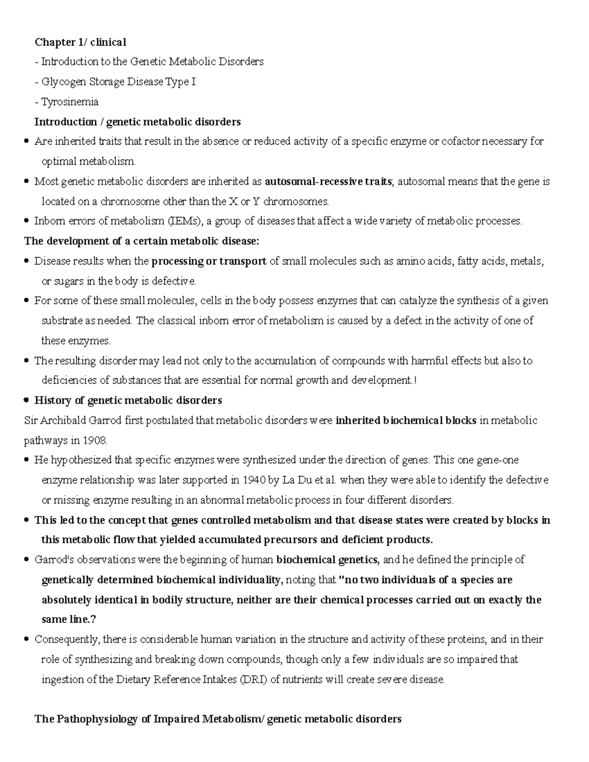 Chapter: Clinical Introduction to Genetic Metabolic Disorders (GMD ...