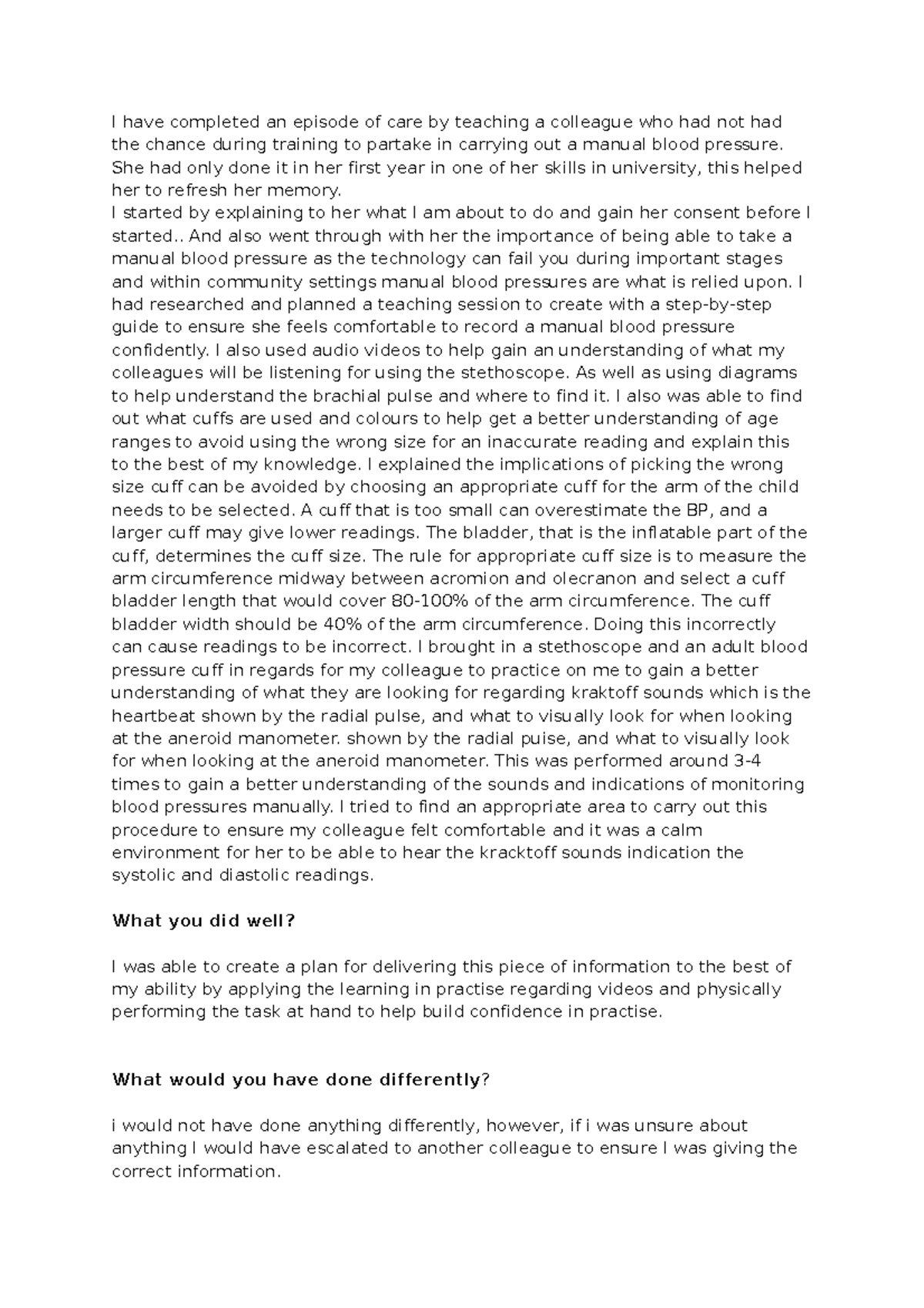 Teaching Manual Blood Pressure Skills: Episode of Care 1 - Studocu