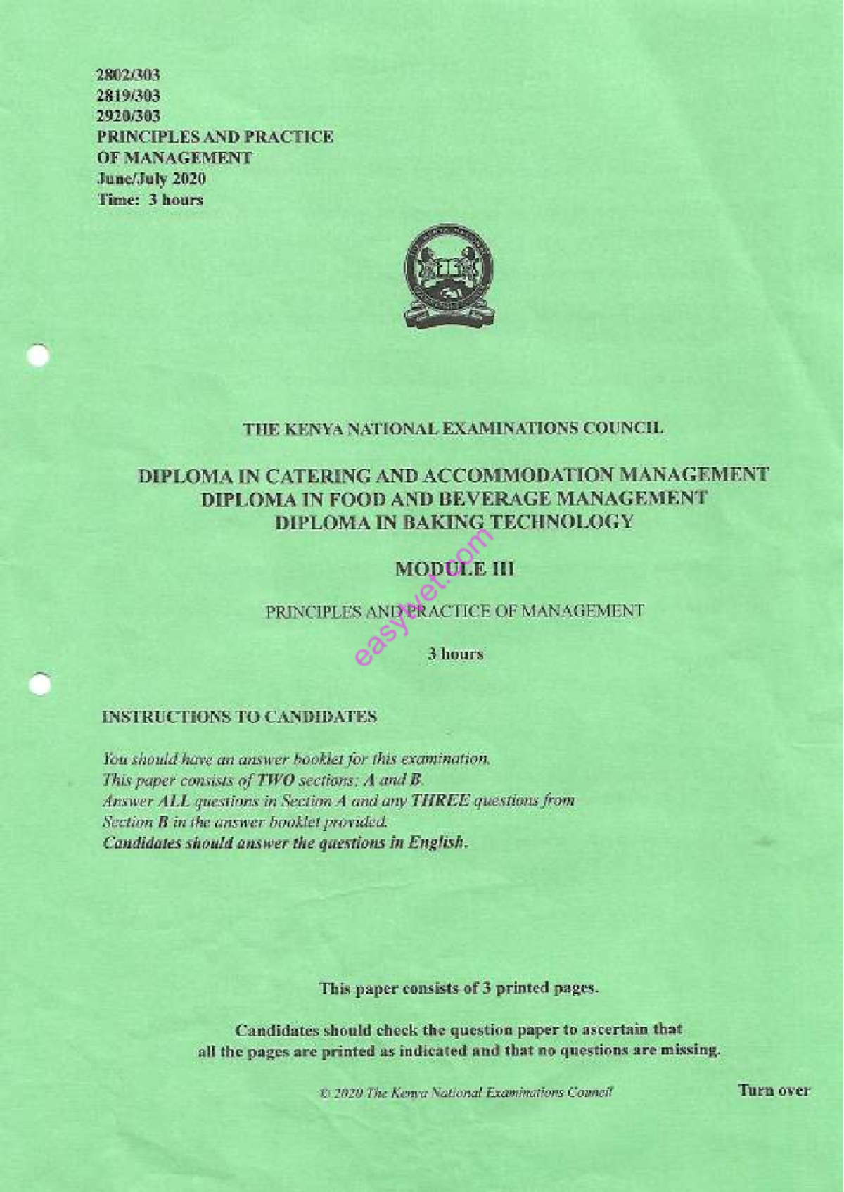 KNEC Past Papers Compilation (2020) - Essential Study Resource - Studocu