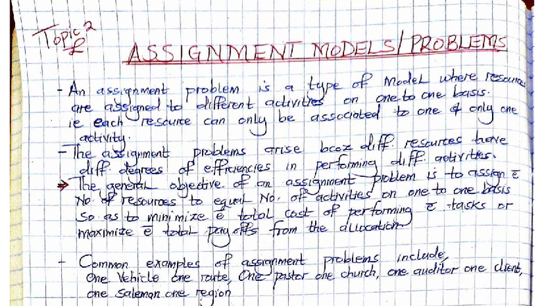 BCOM 263 OR Notes: Assignment Problems & Network Analysis Techniques ...