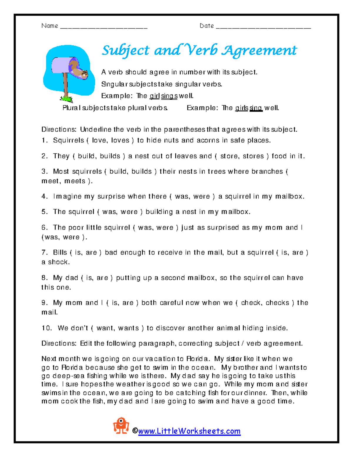 Subject-Verb Agreement Assignment: Correcting Errors in Sentences - Studocu