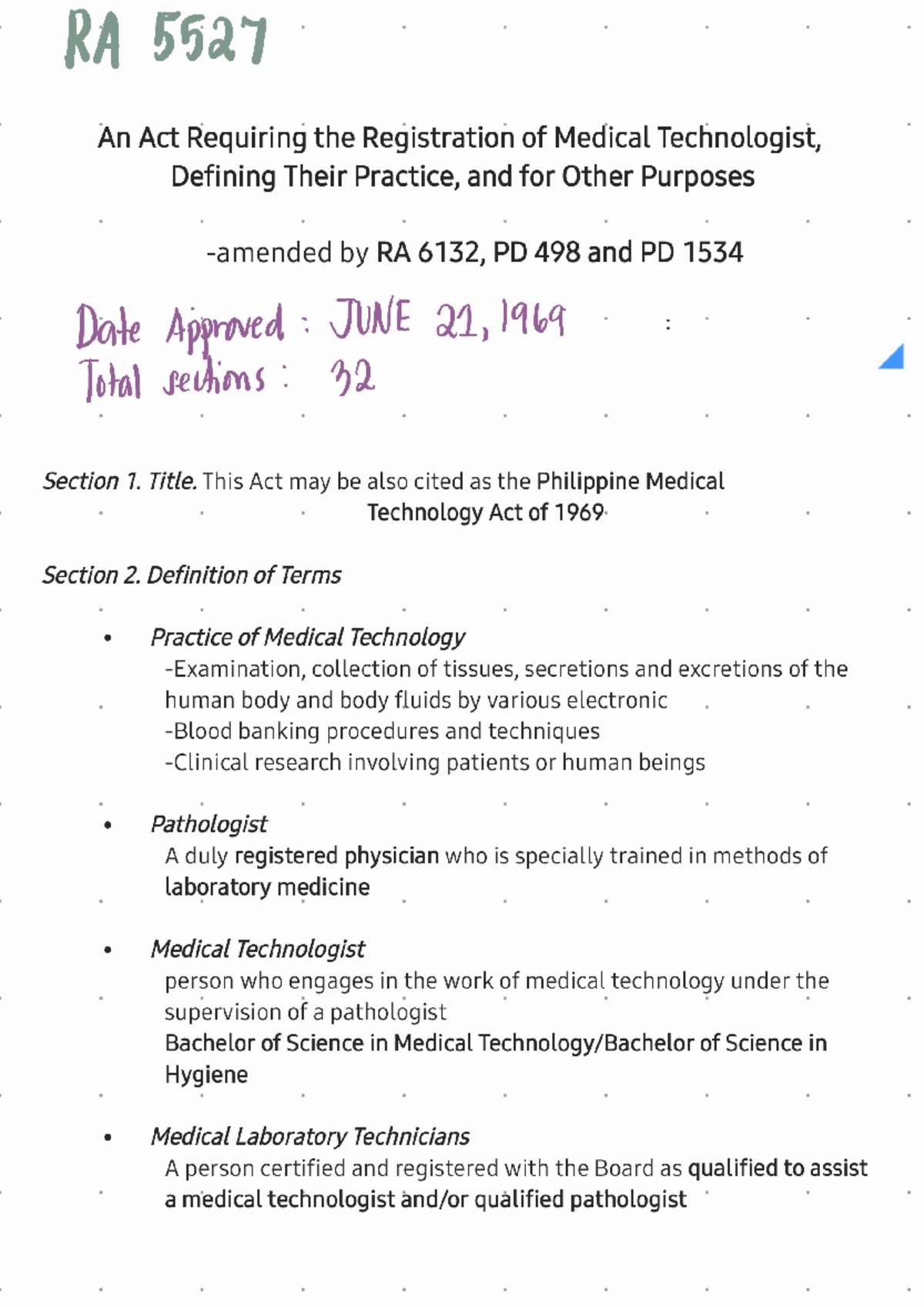 MT LAWS RA 5527: Overview and Key Amendments in Medical Technology ...