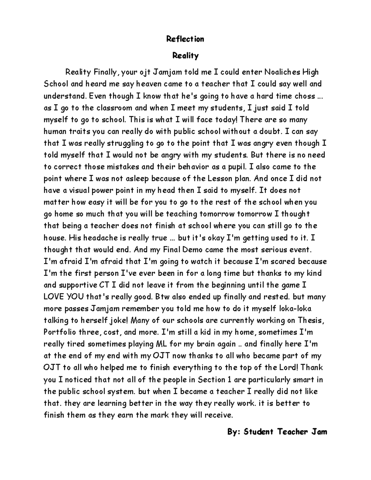 Jamref - reflection - Reflection Reality Reality Finally, your ojt ...