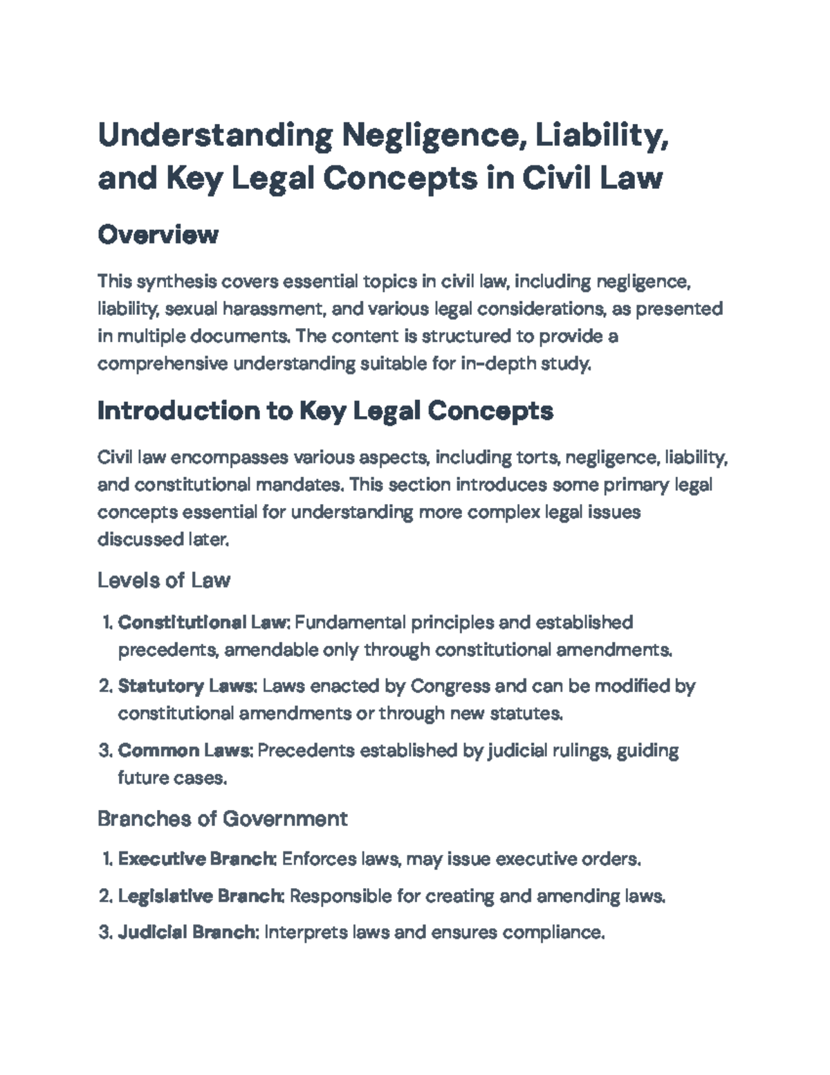Civil Law Essentials: Negligence, Liability, and Compliance Overview ...