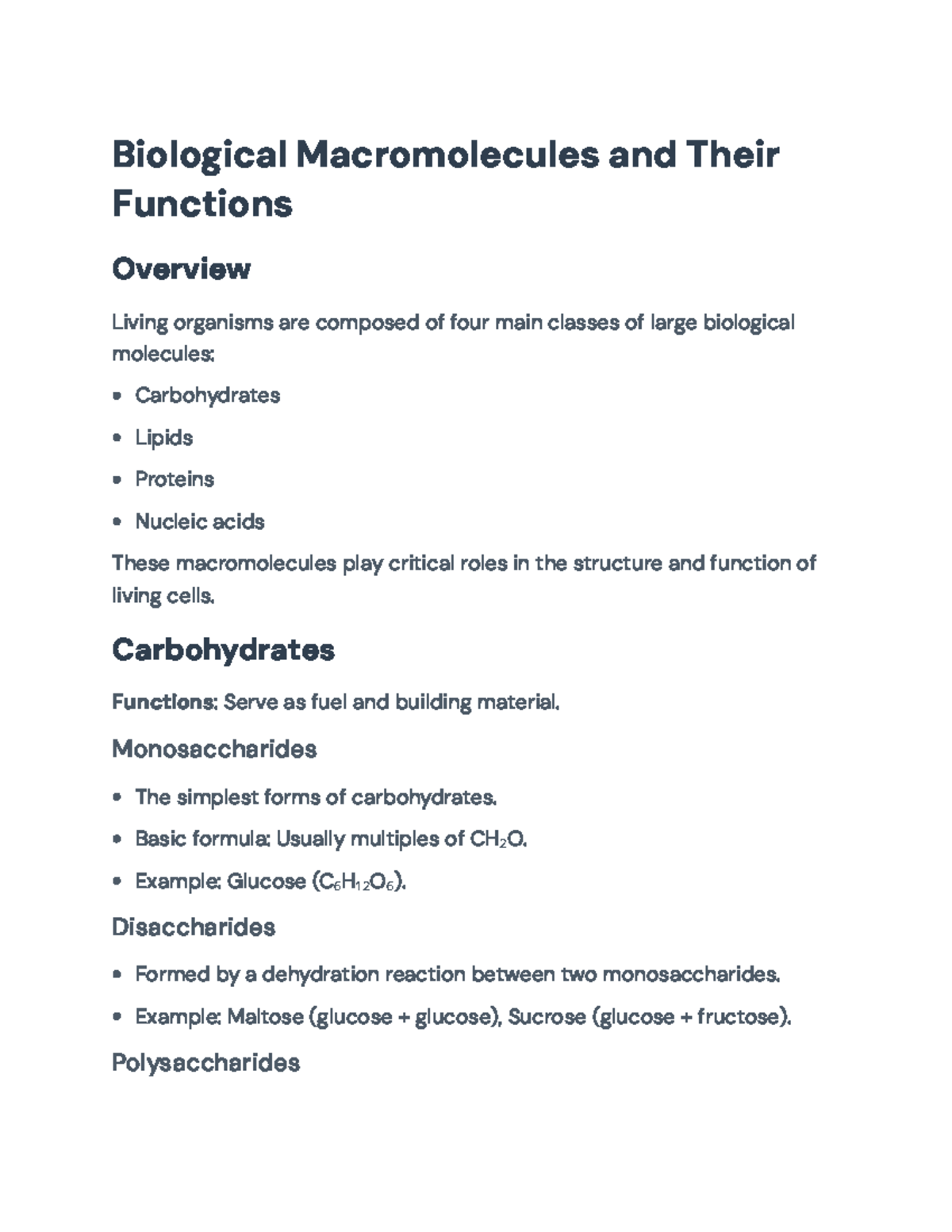 Understanding Biological Macromolecules: Structure and Functions ...