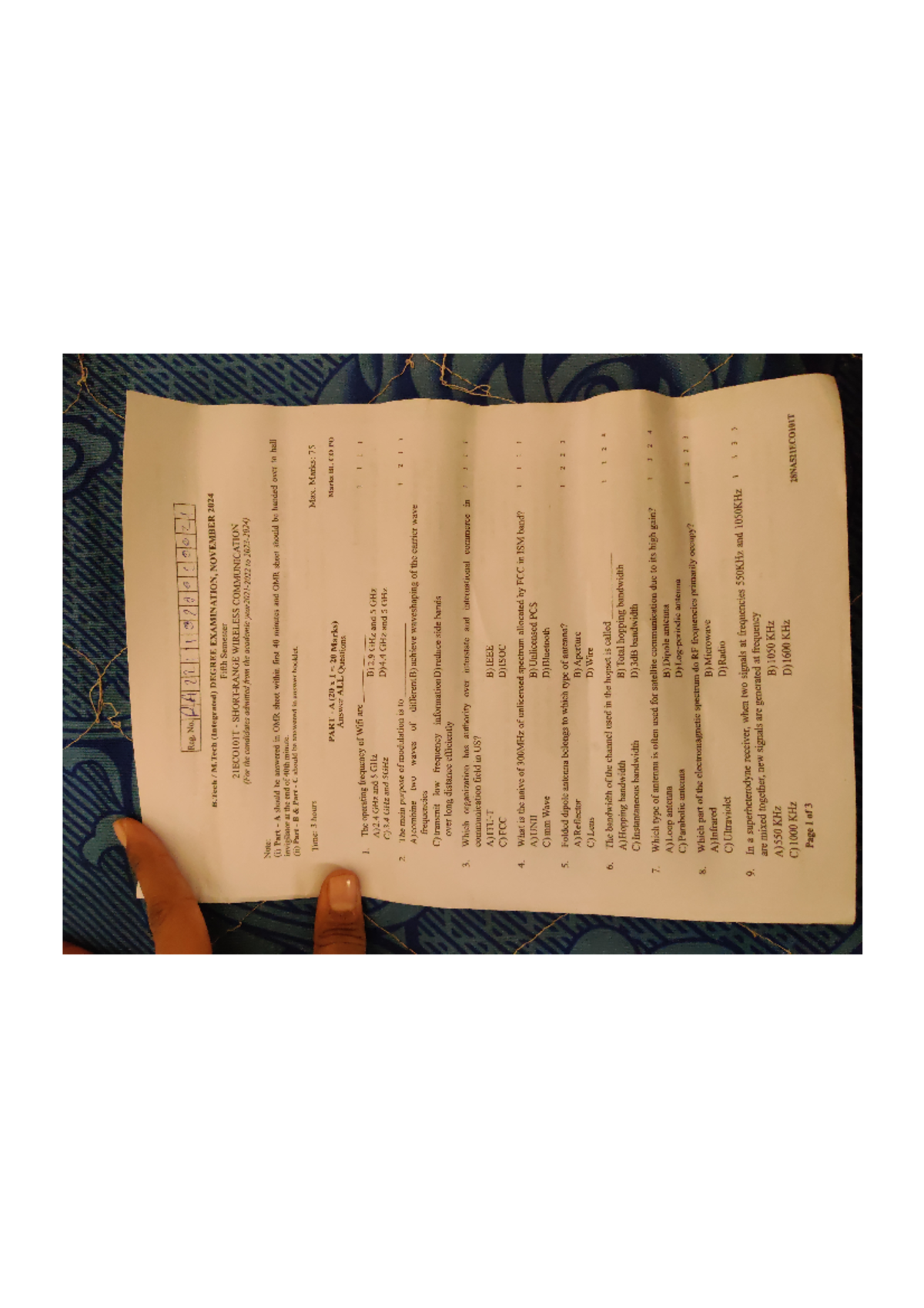 SEM Exam- SRWC, Important - Reg. No. Tech M (Integrated) DEGREE EXAMINATION, NOVEMBER 2024 Fifth ...