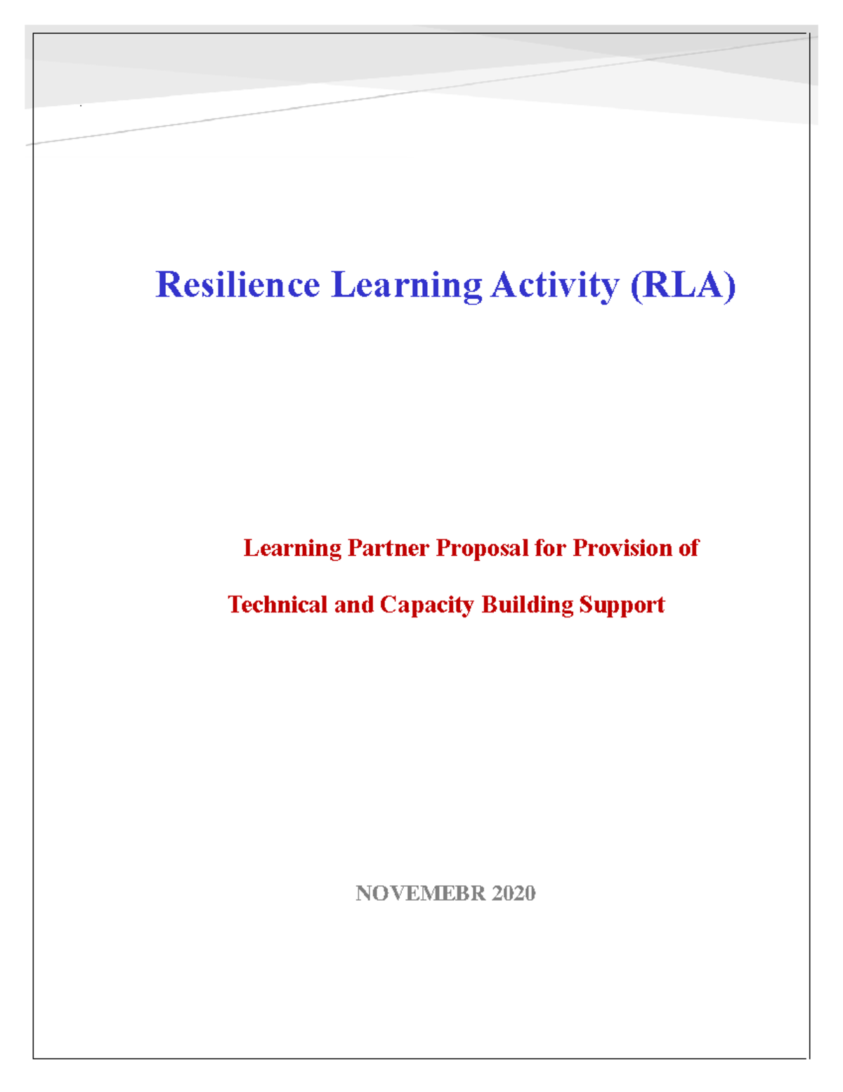 Resilience Learning Activity (RLA) Study Report - Resilience Learning ...