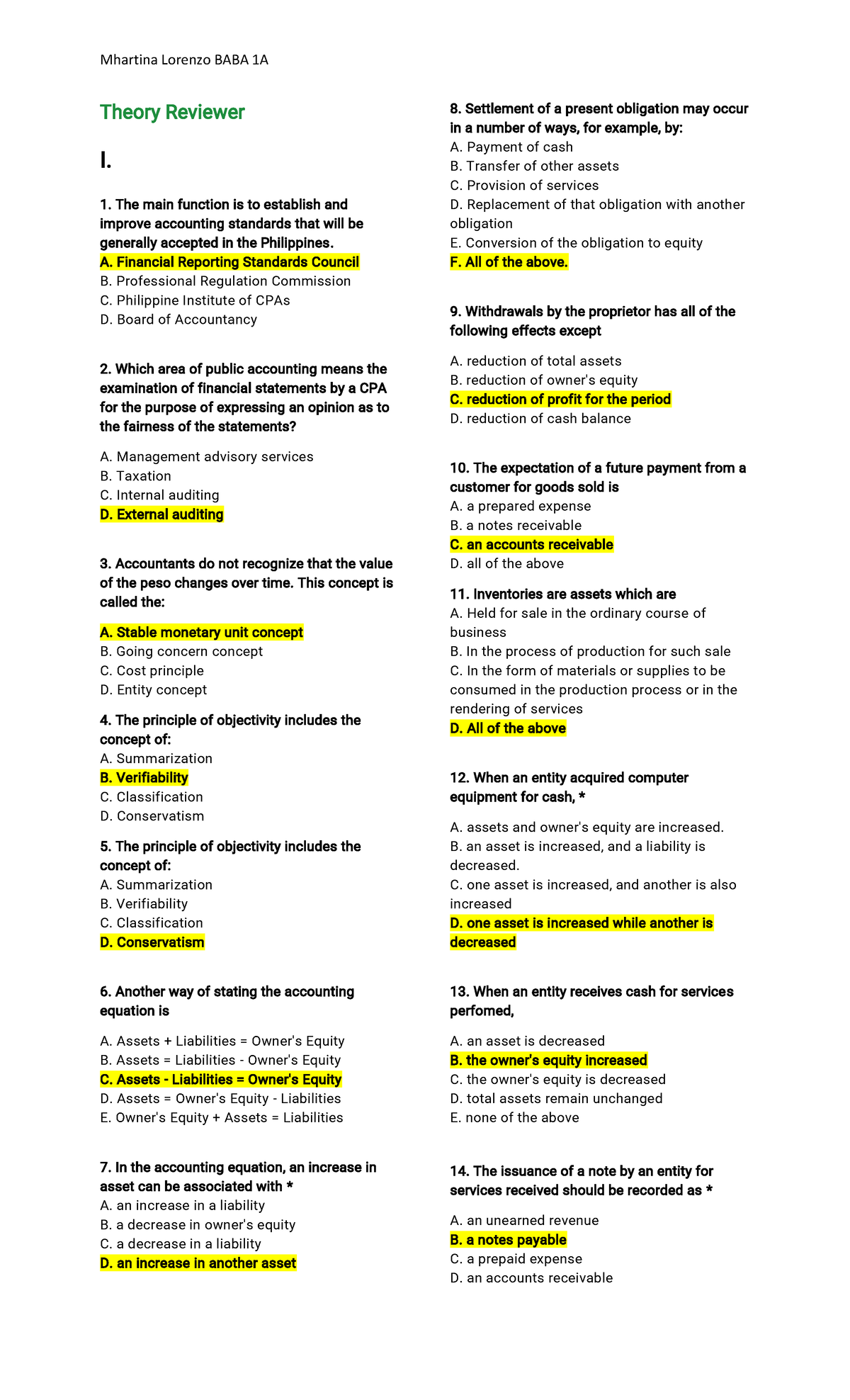 BABA 1A Accounting Theory Final Exam Reviewer - Studocu