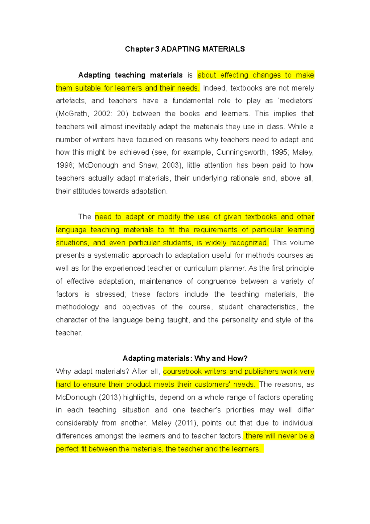 Chapter 3 Adapting Materials - Chapter 3 ADAPTING MATERIALS Adapting ...