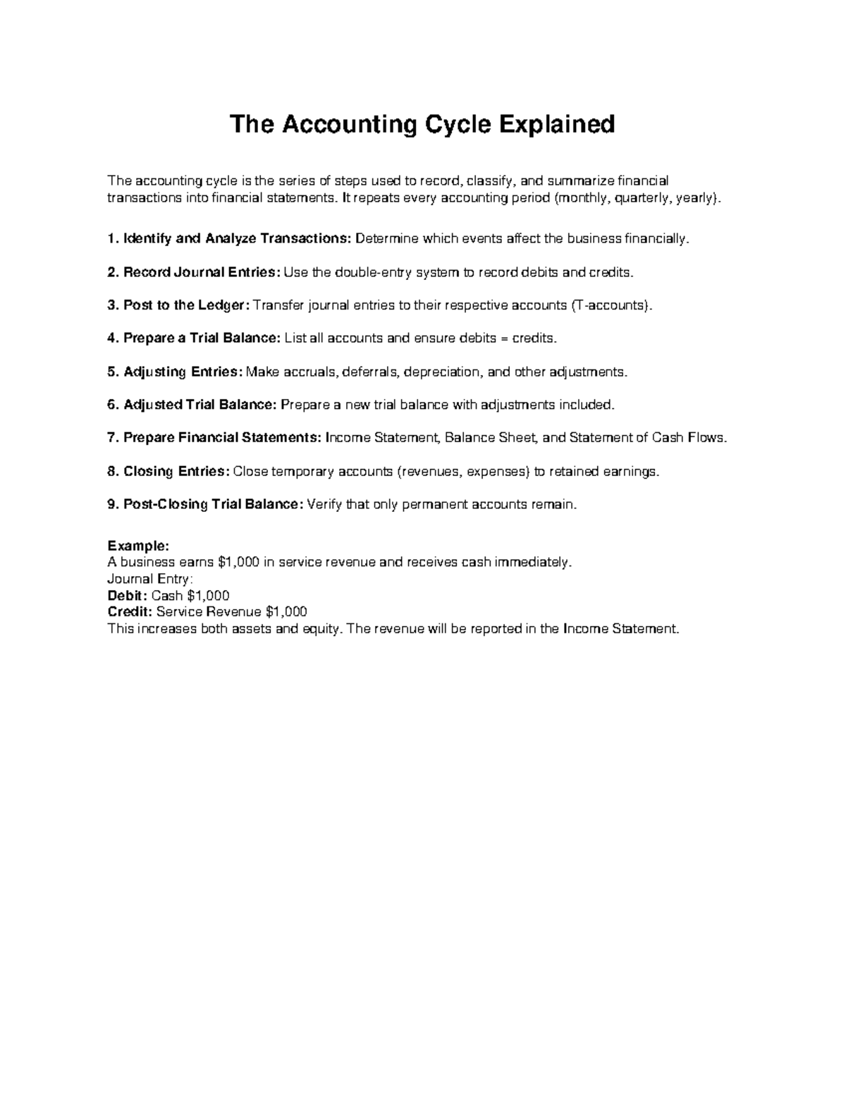 Accounting Notes 1: Understanding the Accounting Cycle - Studocu