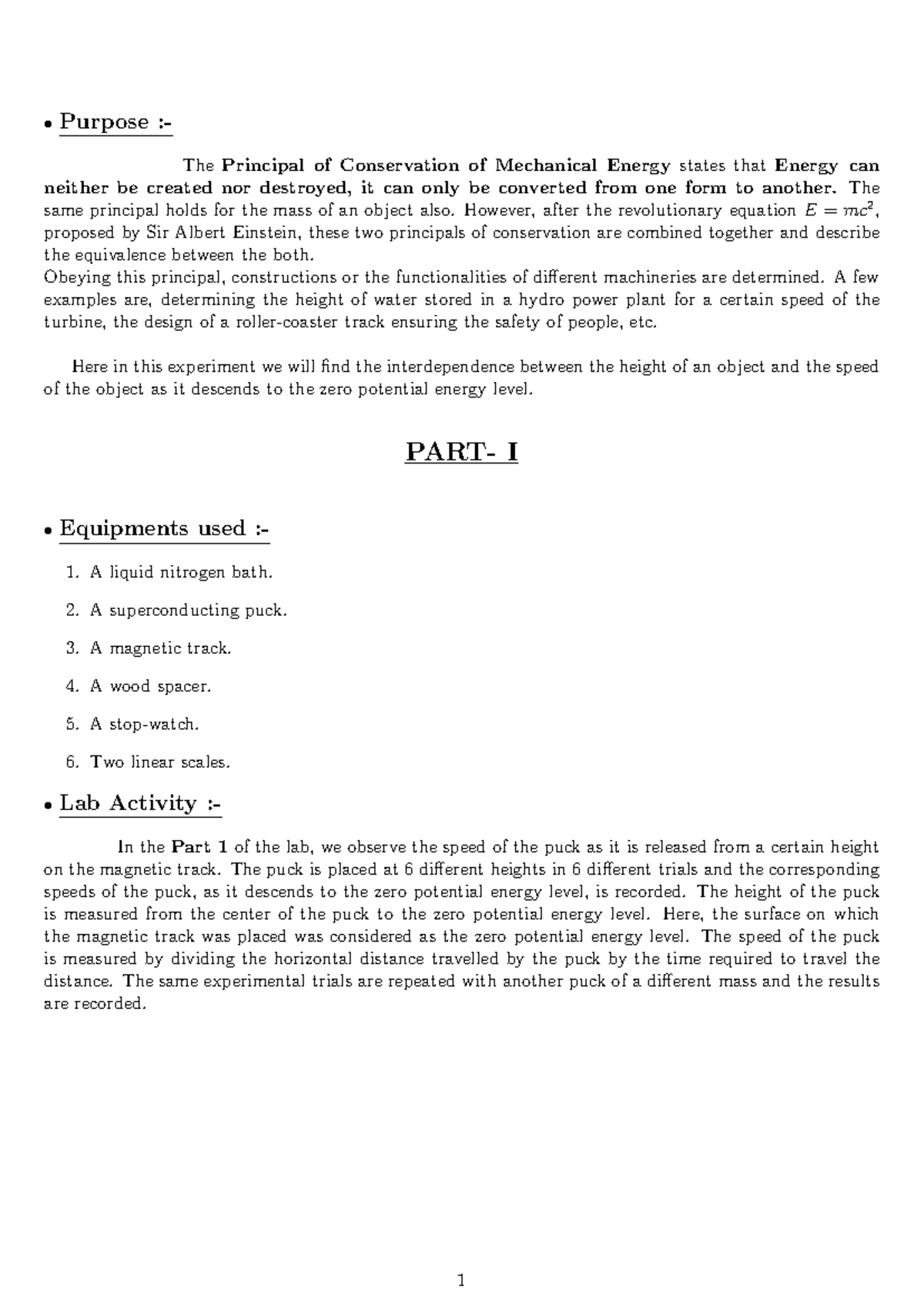 Lab Report: Conservation of Mechanical Energy - Experiment Analysis ...