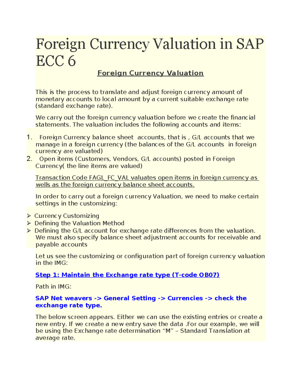 Foreign Currency Valuation Process in SAP ECC 6: A Comprehensive Guide ...