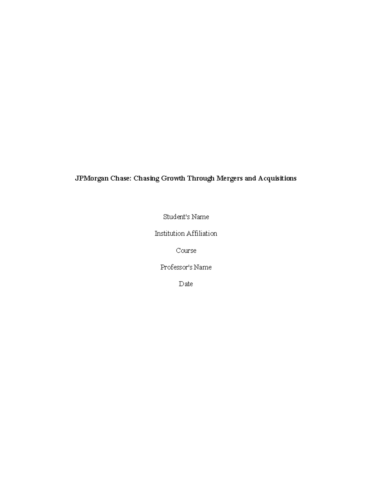 JPMorgan Chase Case Summary: Key Questions & Insights Analysis - Studocu