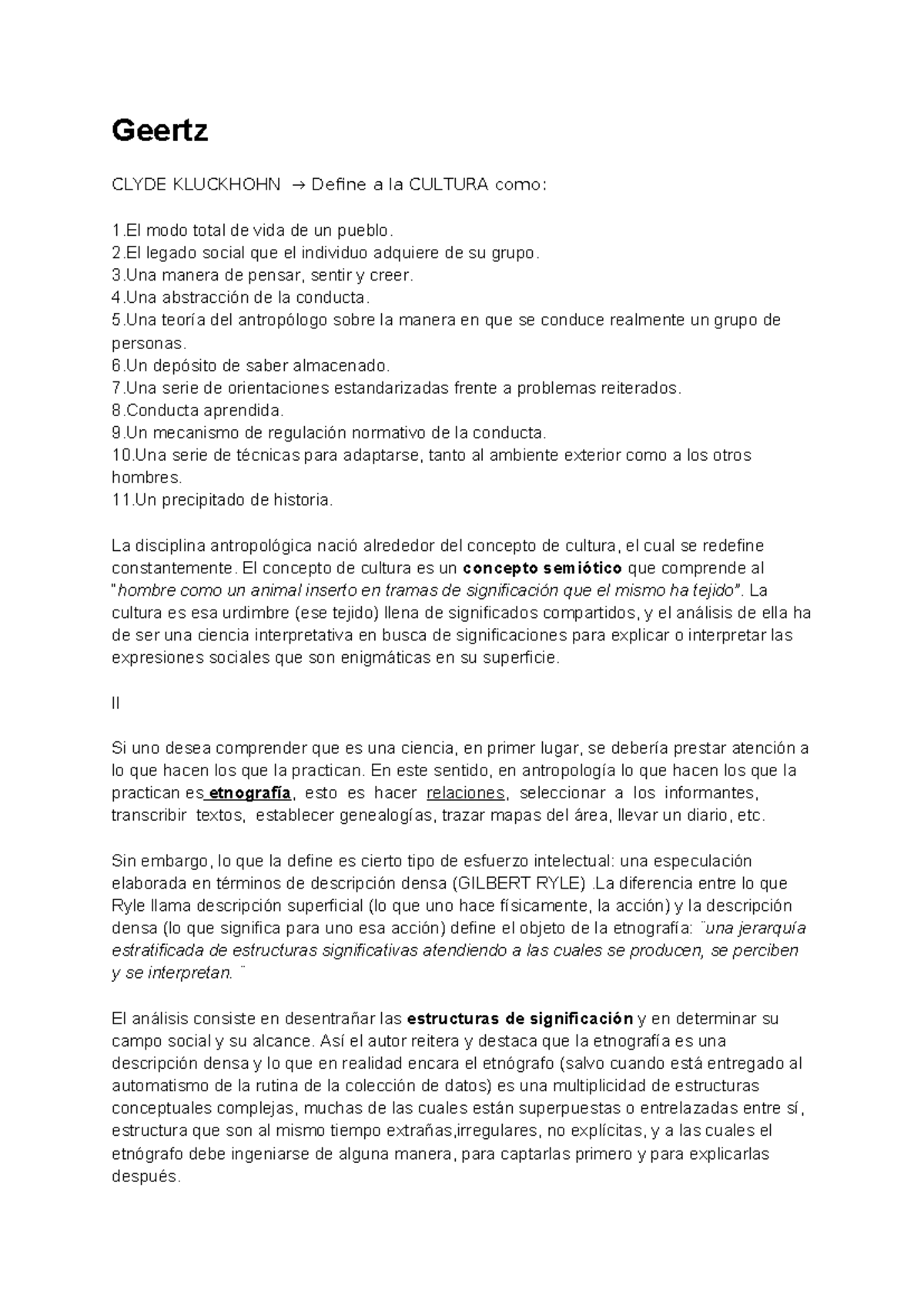 Geertz CLYDE KLUCKHOHN: Definiciones y Análisis de la Cultura en ...