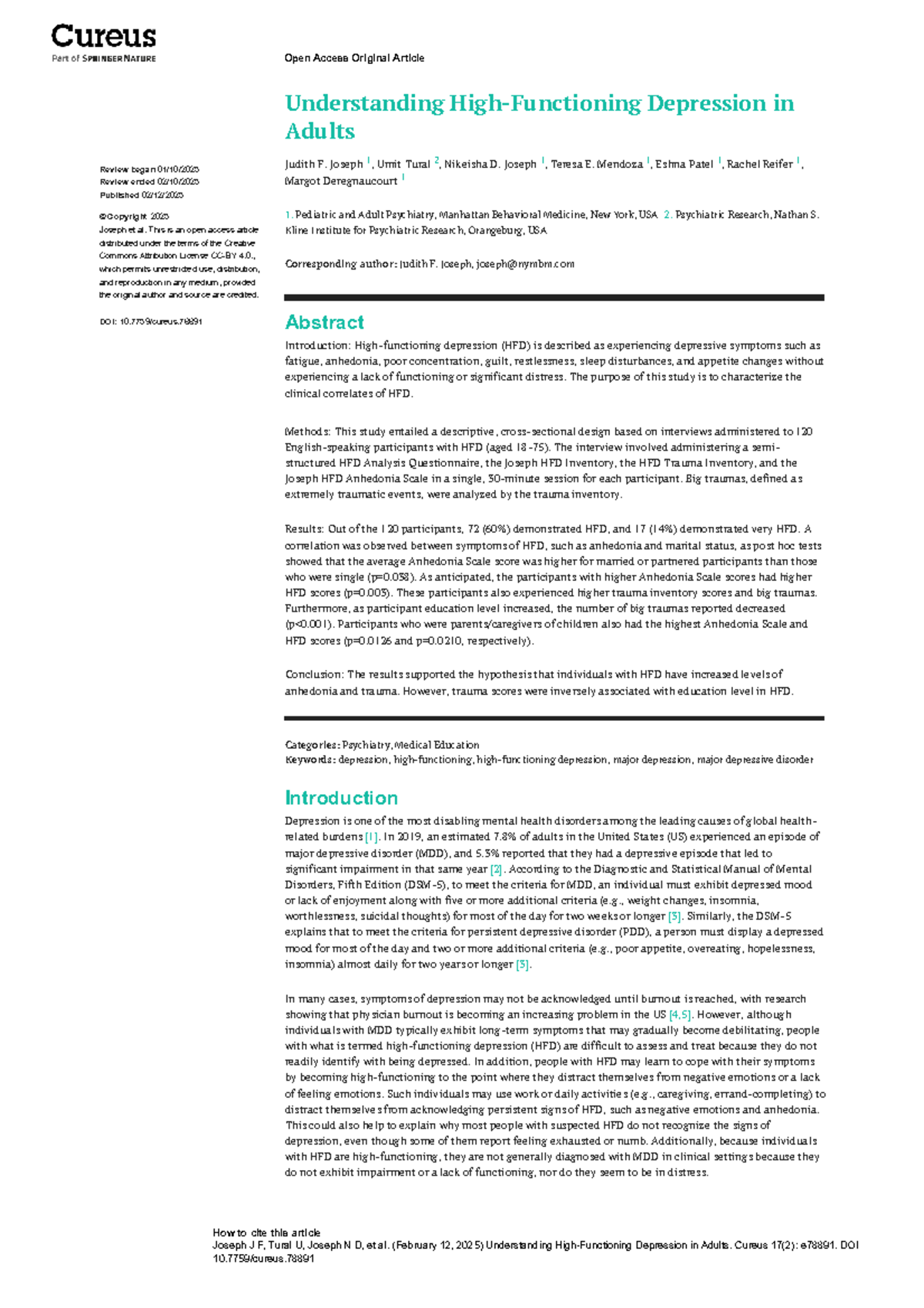 Understanding High-Functioning Depression in Adults: A Study (2025 ...