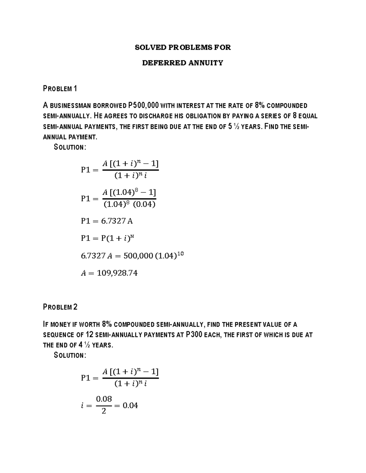 535210779 Solved Problems for Deferred Annuities and Payments - Studocu