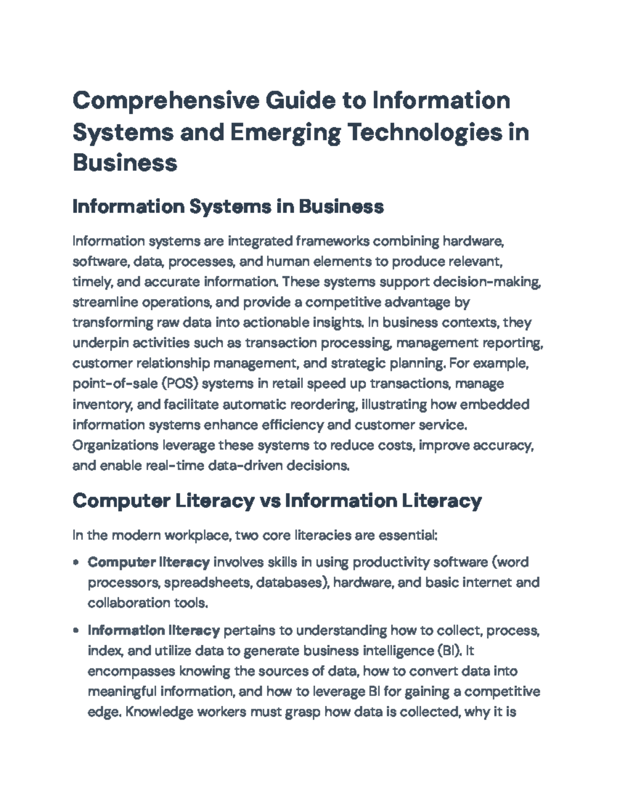 Comprehensive Guide to IS & Emerging Technologies in Business (IS 101 ...
