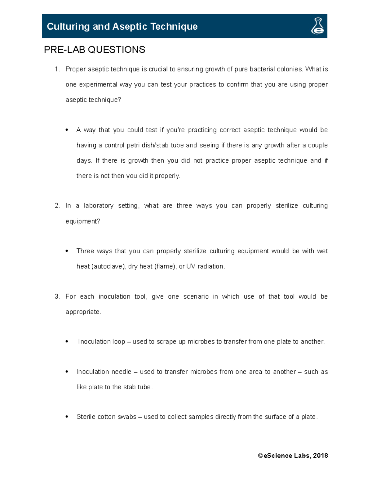 Aseptic Techniques and Bacterial Culturing - Lab 4 Guide - Studocu