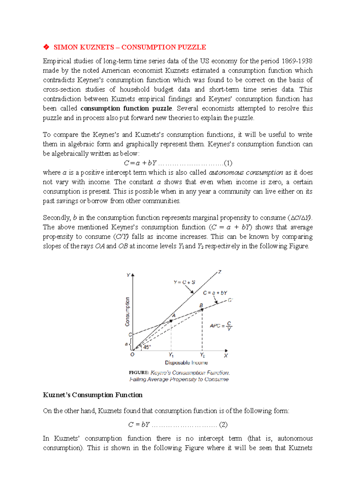 Course 101: Understanding the Consumption Puzzle of Kuznets vs. Keynes ...