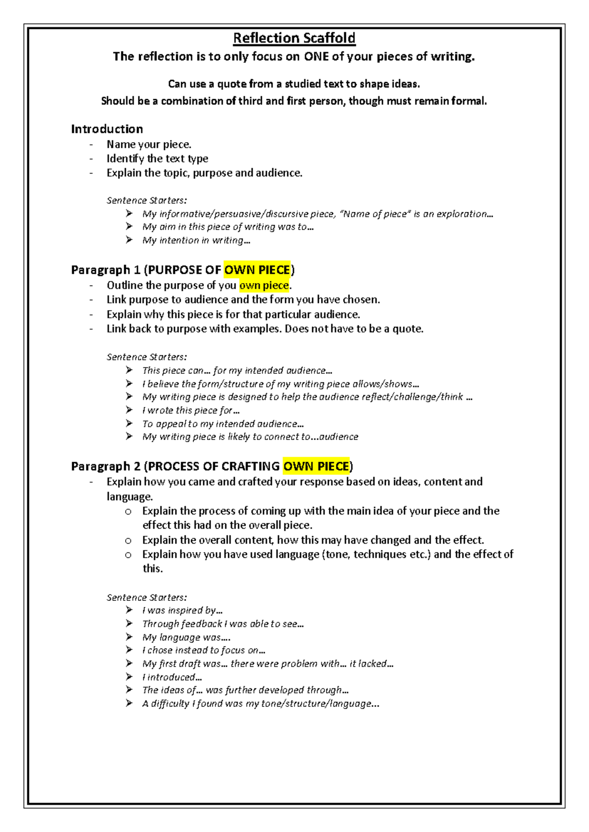 ENG101 Reflection Scaffold: Analyzing My Writing Process - Studocu