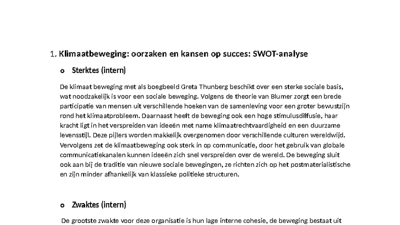 Klimaatbeweging SWOT-analyse: Sterktes, Zwaktes, Kansen en Bedreigingen ...