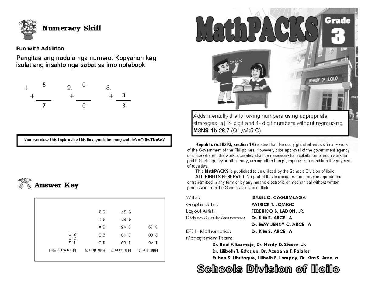 Grade-3 Q1 W5 C - Fun with Addition Math Module Activities - Studocu