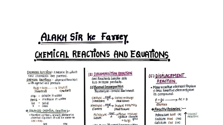 **Title: ALAKH SiR ke FARREY: Comprehensive Science Notes for Class 10 ...