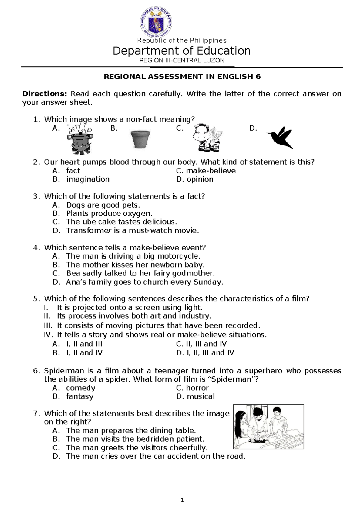 RAT English 6: Regional Assessment Questions and Answers - Studocu