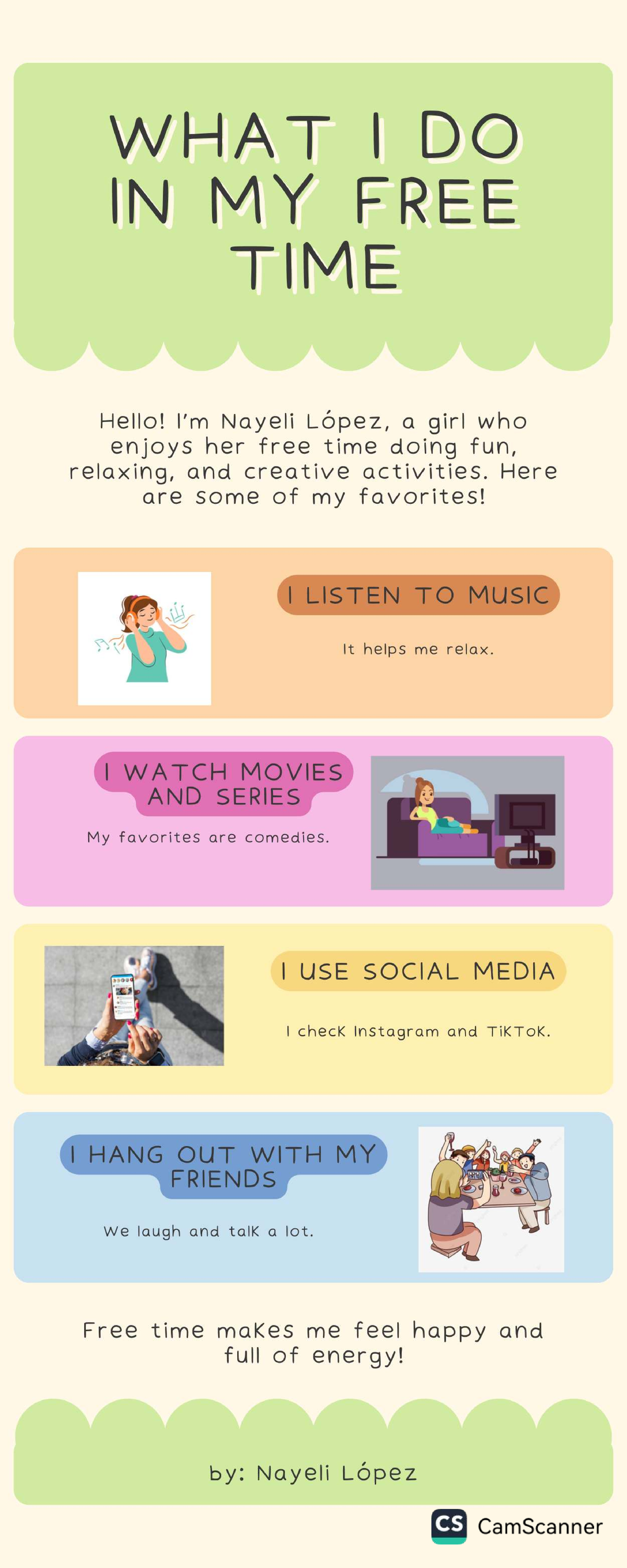 CS Infographic: My Favorite Free Time Activities by Nayeli López - Studocu