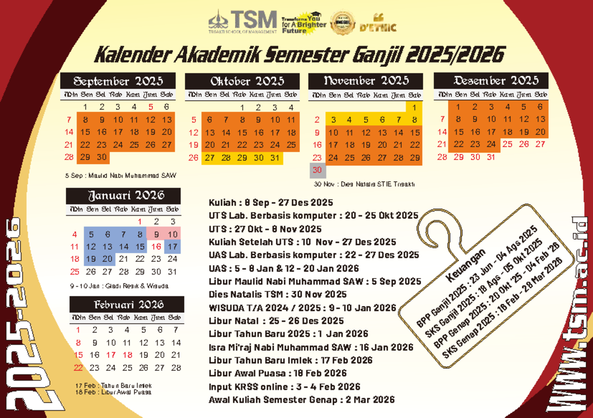 Kalender Akademik Ganjil 2025-2026 (Semester 5) - Studocu