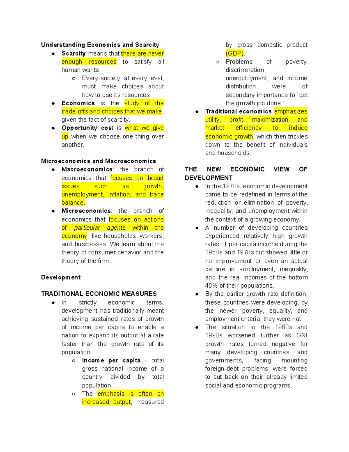 Lesson 1: Understanding Economics, Scarcity, and Development Concepts ...