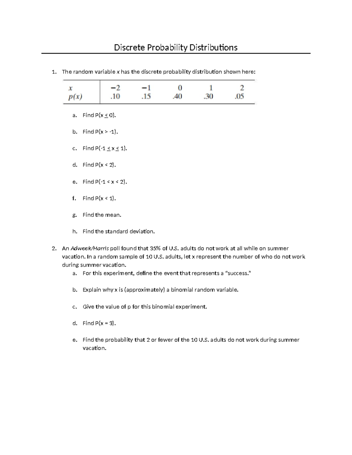 Discrete Probability Distributions: Binomial Analysis (Course Code: 1-1 ...