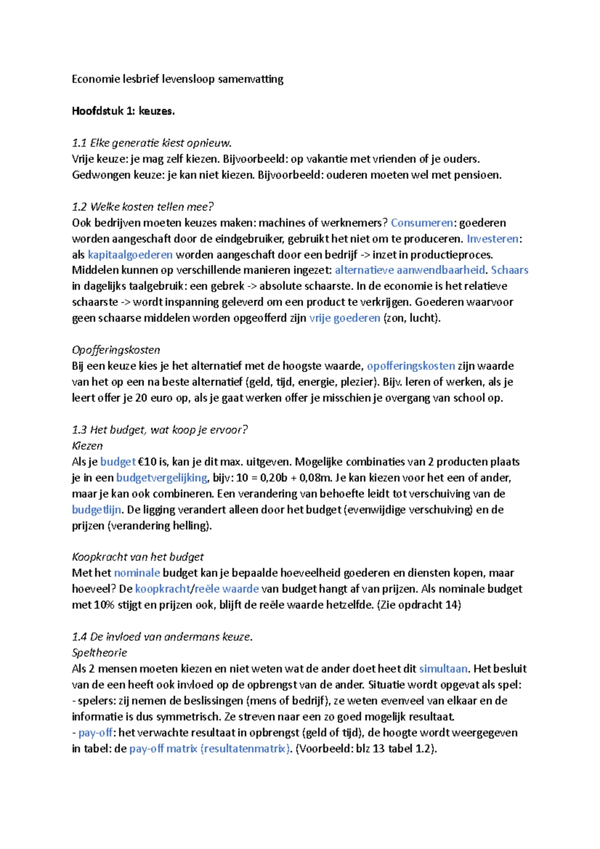 Samenvatting van Vraag en Aanbod: Hoofdstuk 1 Analyse - Studeersnel