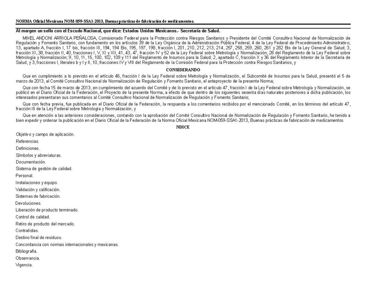NOM 059 SSA1 2013 - NOM DE MÉXICO - NORMA Oficial Mexicana NOM-059-SSA1 ...