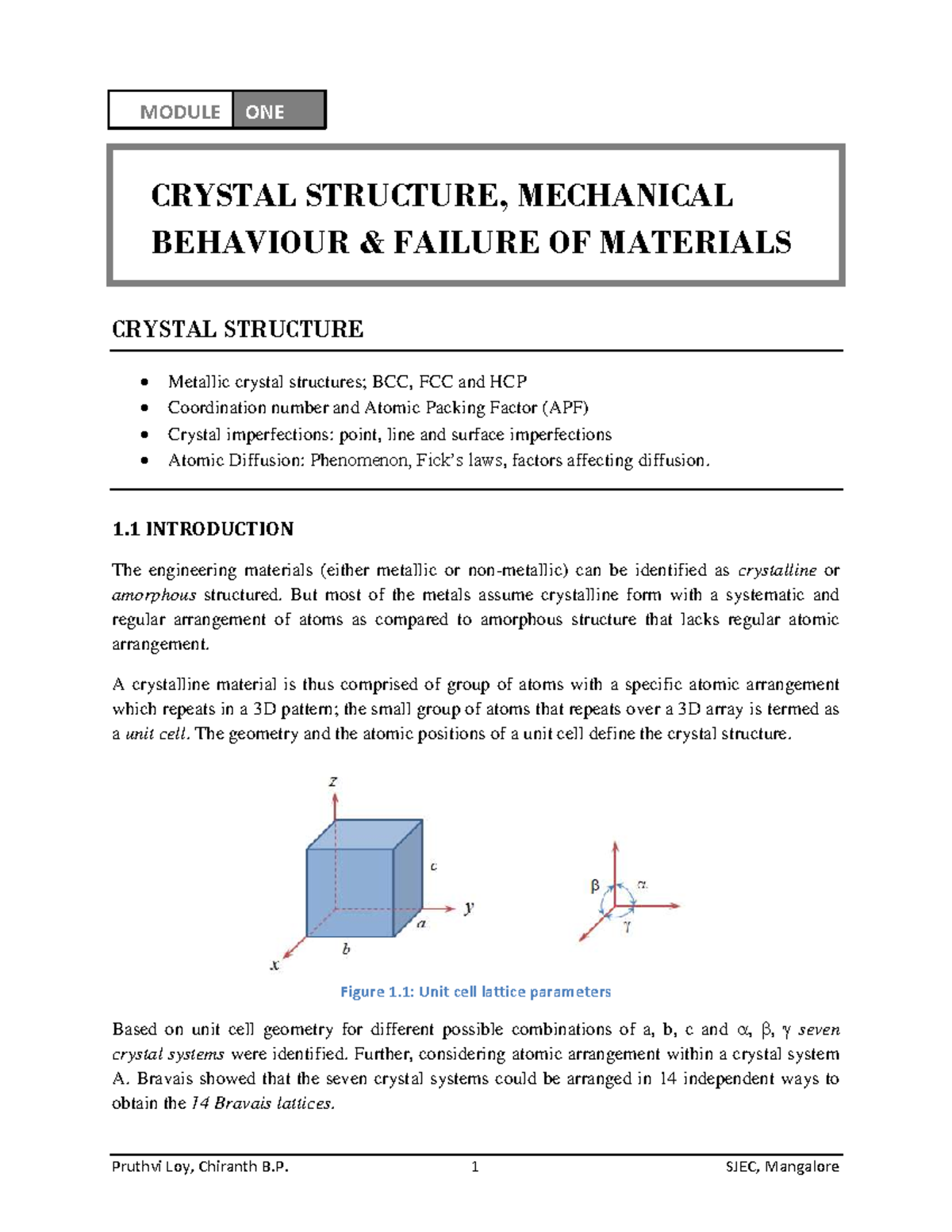 Chapter 1: Crystal Structure, Mechanical Behavior & Material Failure ...