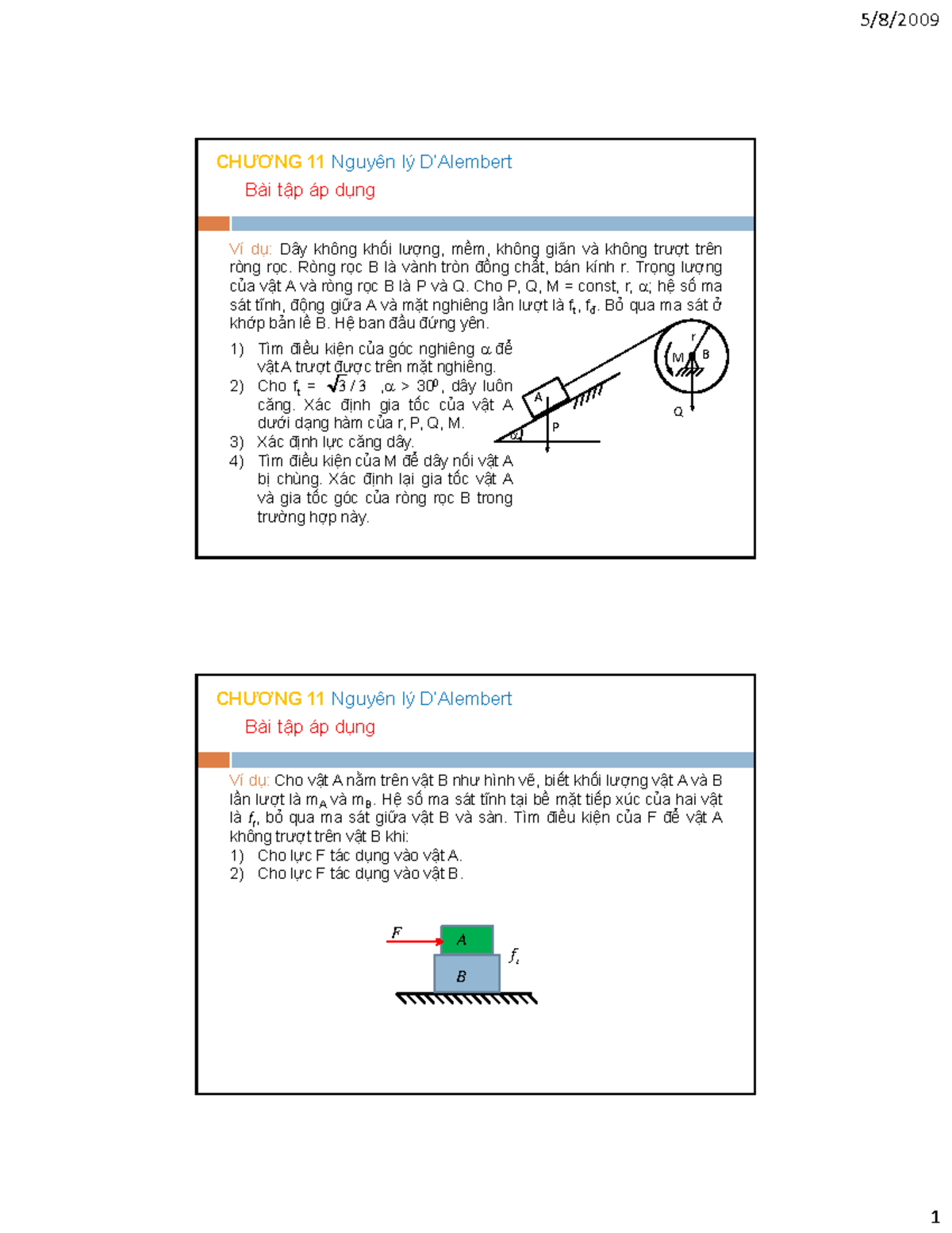 CHƯƠNG 11: Bài Tập Áp Dụng Về Dây Không Khối Lượng và Ròng Rọc - Studocu