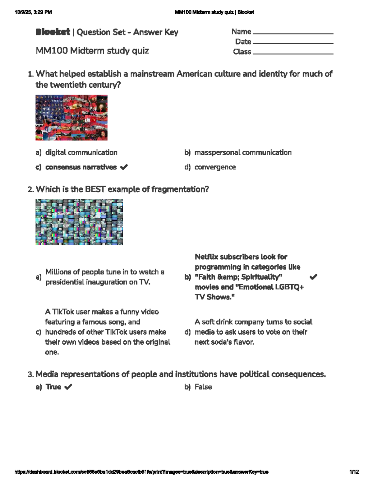 MM100 Midterm Study Quiz I - Blooket Prep Materials - Studocu