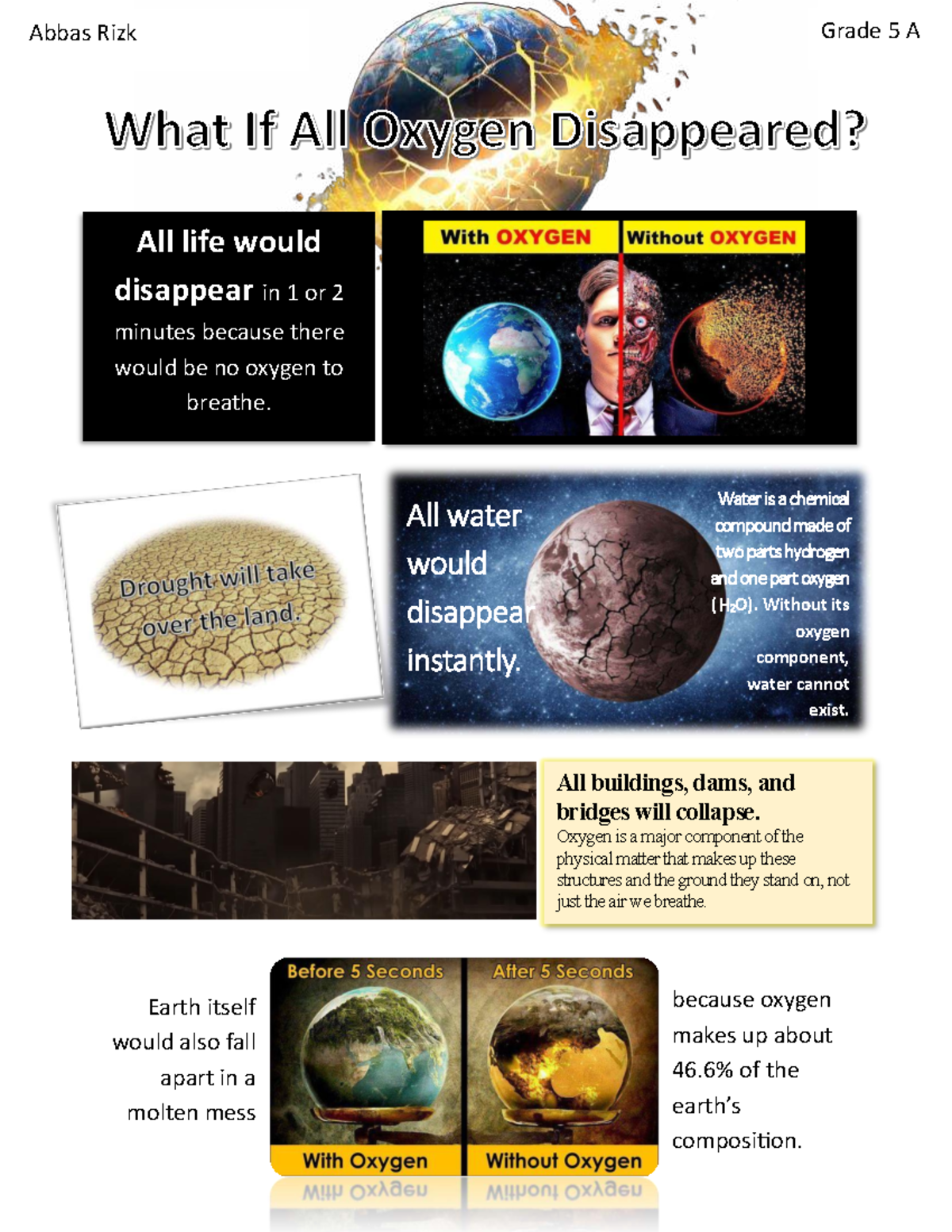 Grade 5 Science Project: The Importance of Oxygen in Life - Studocu