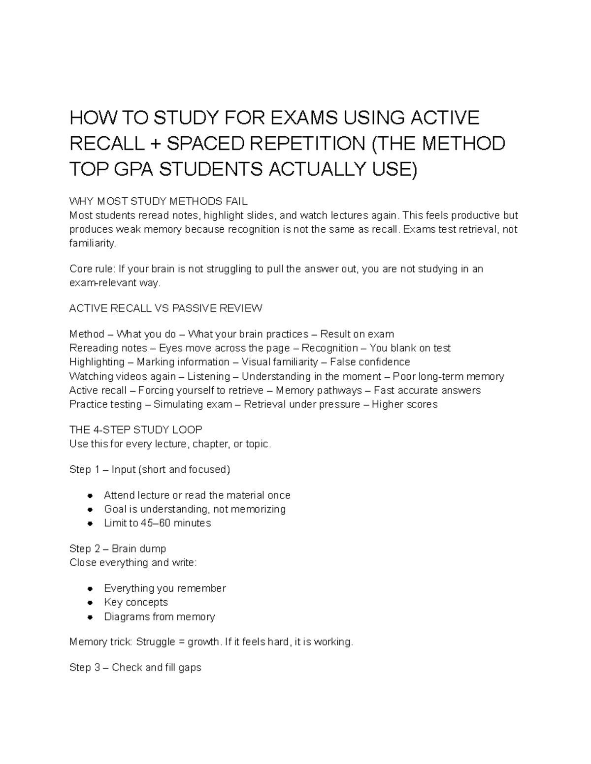 Effective Exam Prep: Active Recall & Spaced Repetition Strategies - Studocu