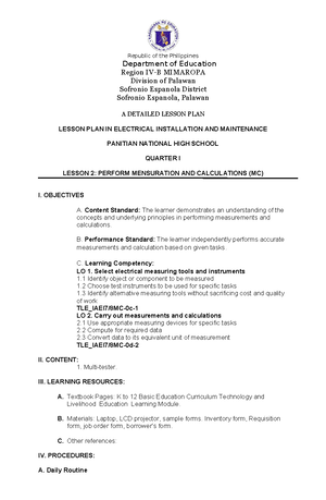 Lesson 2- Perform Mensuration AND Calculations (MC)- Measurement ...