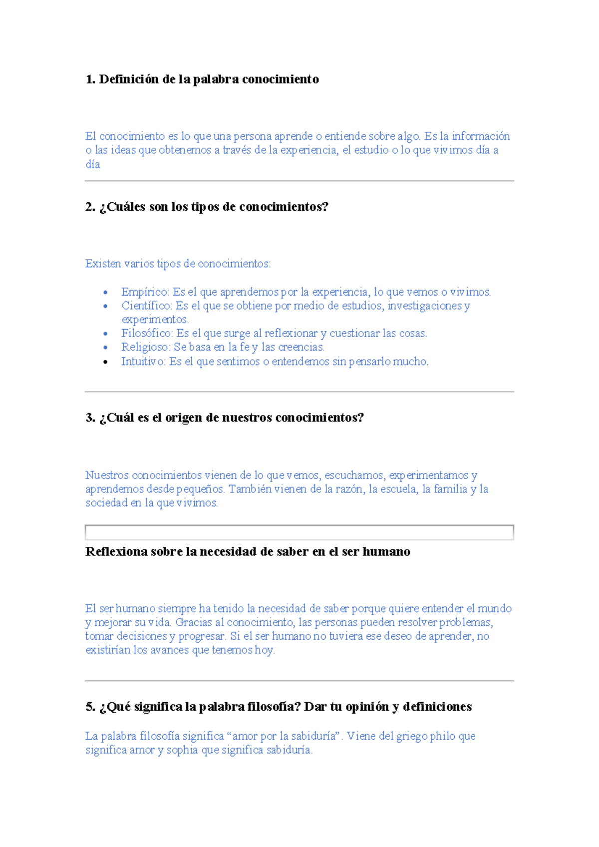 Tarea - Definición y Tipos de Conocimiento y Filosofía - Studocu